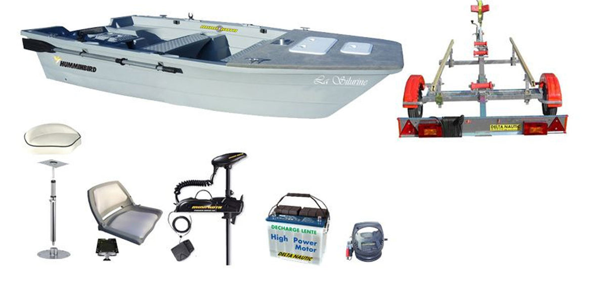 Pack Barque Silurine 4m Bass Boat avec Remorque GT et Moteur Minn Kota ...